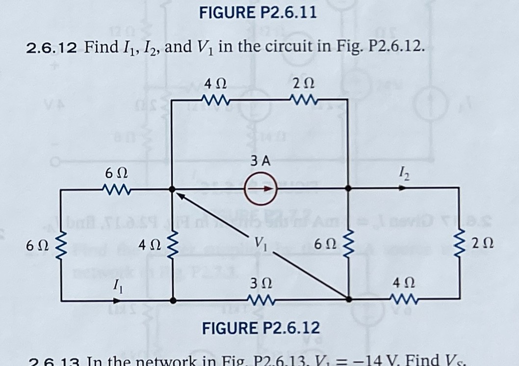 Solved Figure P2 6 112 6 12 ﻿find I1 I2 ﻿and V1 ﻿in The