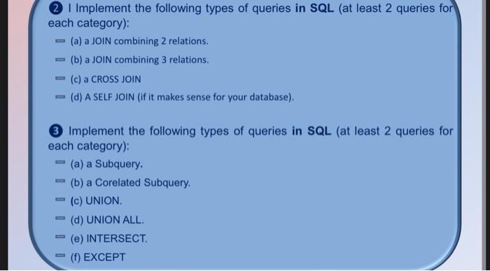 Solved (2) Design 6 queries on the relational schema that | Chegg.com