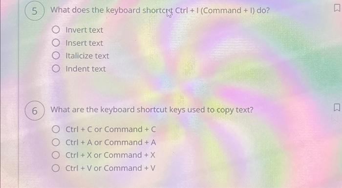 Solved What are the keyboard shortcut keys used to undo a | Chegg.com
