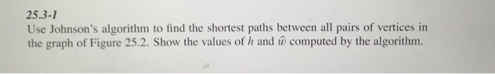 Solved 25.3-1 Use Johnson's algorithm to find the shortest | Chegg.com