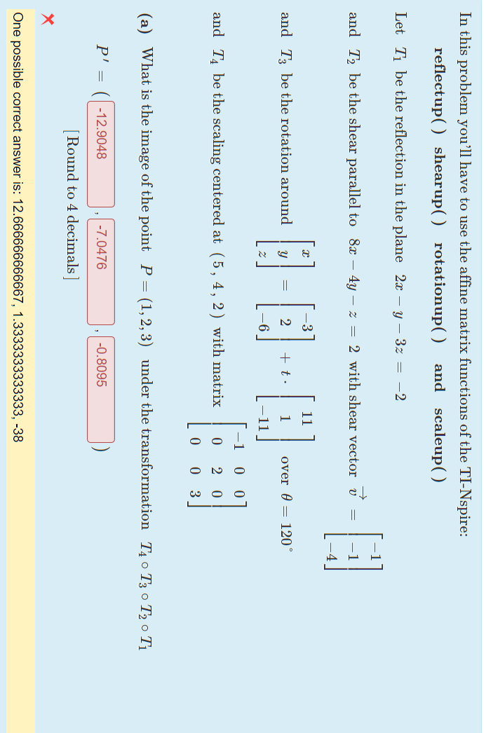 Solved In this problem you'll have to use the affine matrix | Chegg.com