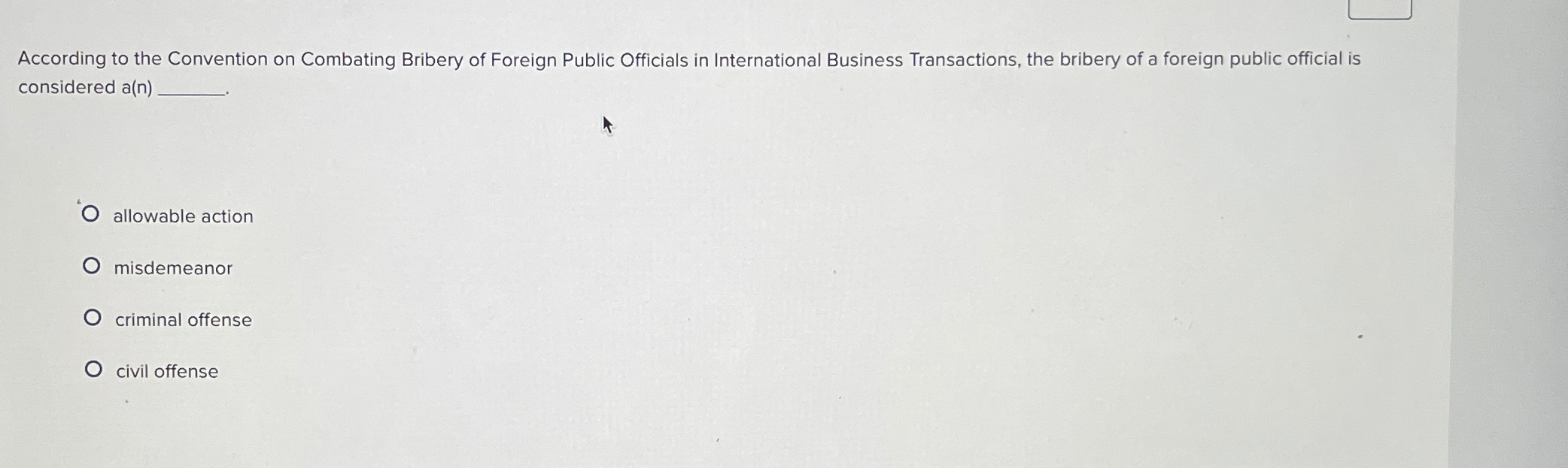 Solved According to the Convention on Combating Bribery of | Chegg.com