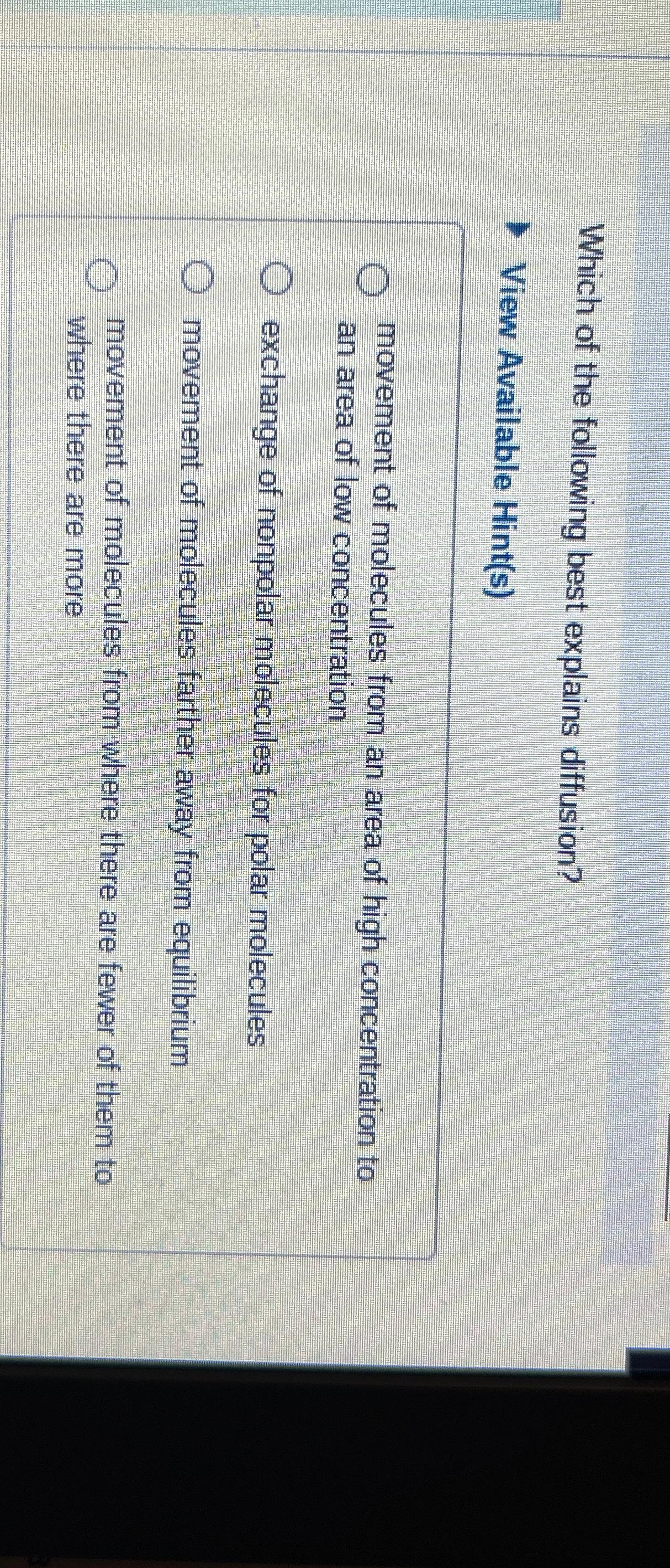 Solved Which of the following best explains diffusion?View | Chegg.com