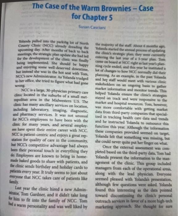 Solved The Case of the Warm Brownies - Case for Chapter 5 | Chegg.com