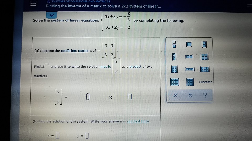 Solved O SYSTEMS OF EQUATIONS AND MATRICES Finding the | Chegg.com