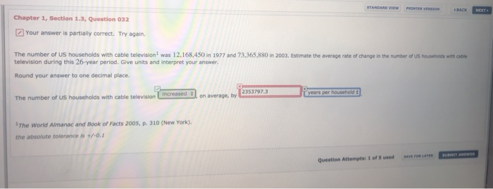 Solved STANDARD VIEW PRINTER VERSION BACK NEXT Chapter 1, | Chegg.com