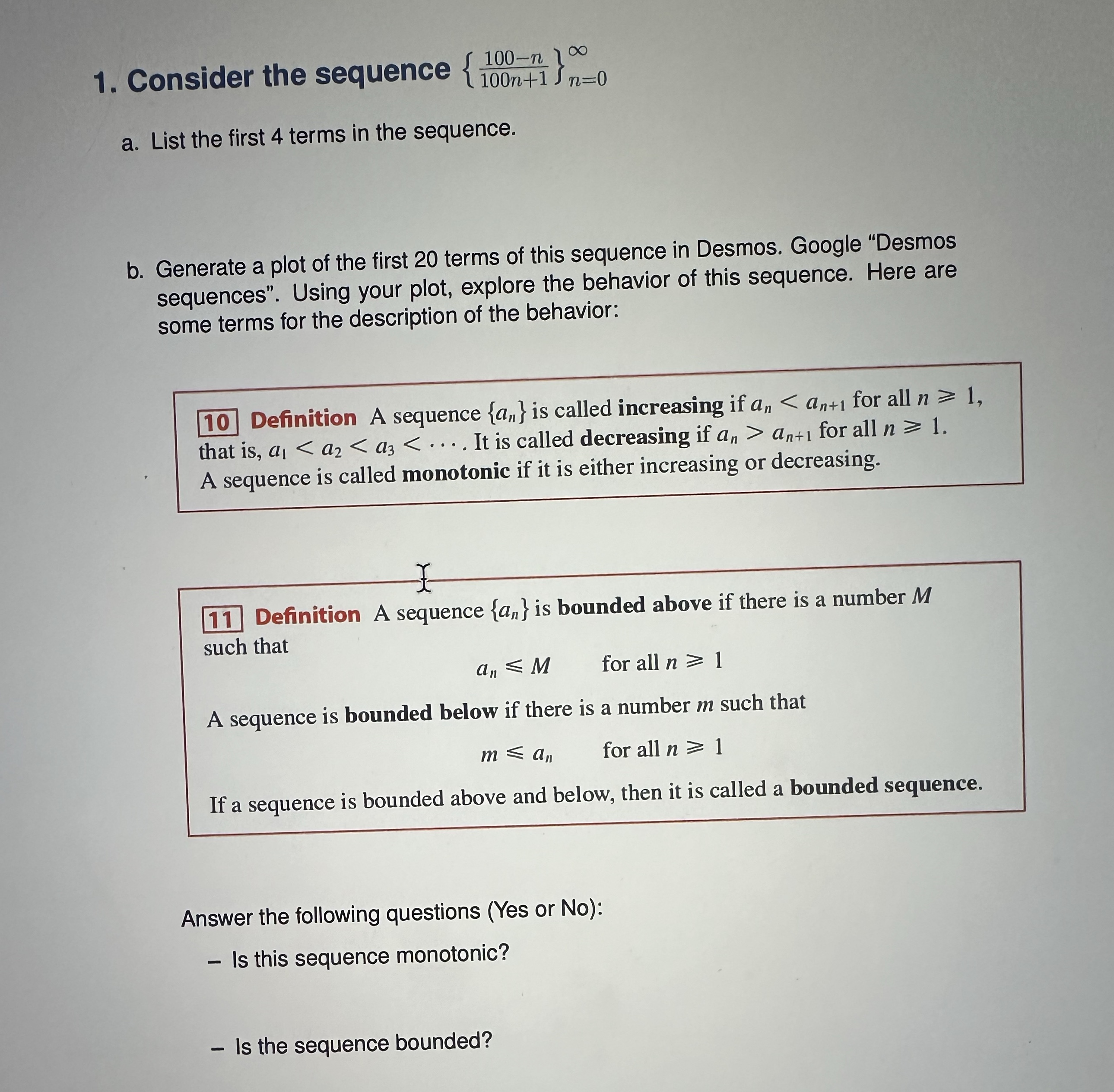 Solved Work the whole page - ﻿Consider the sequence | Chegg.com