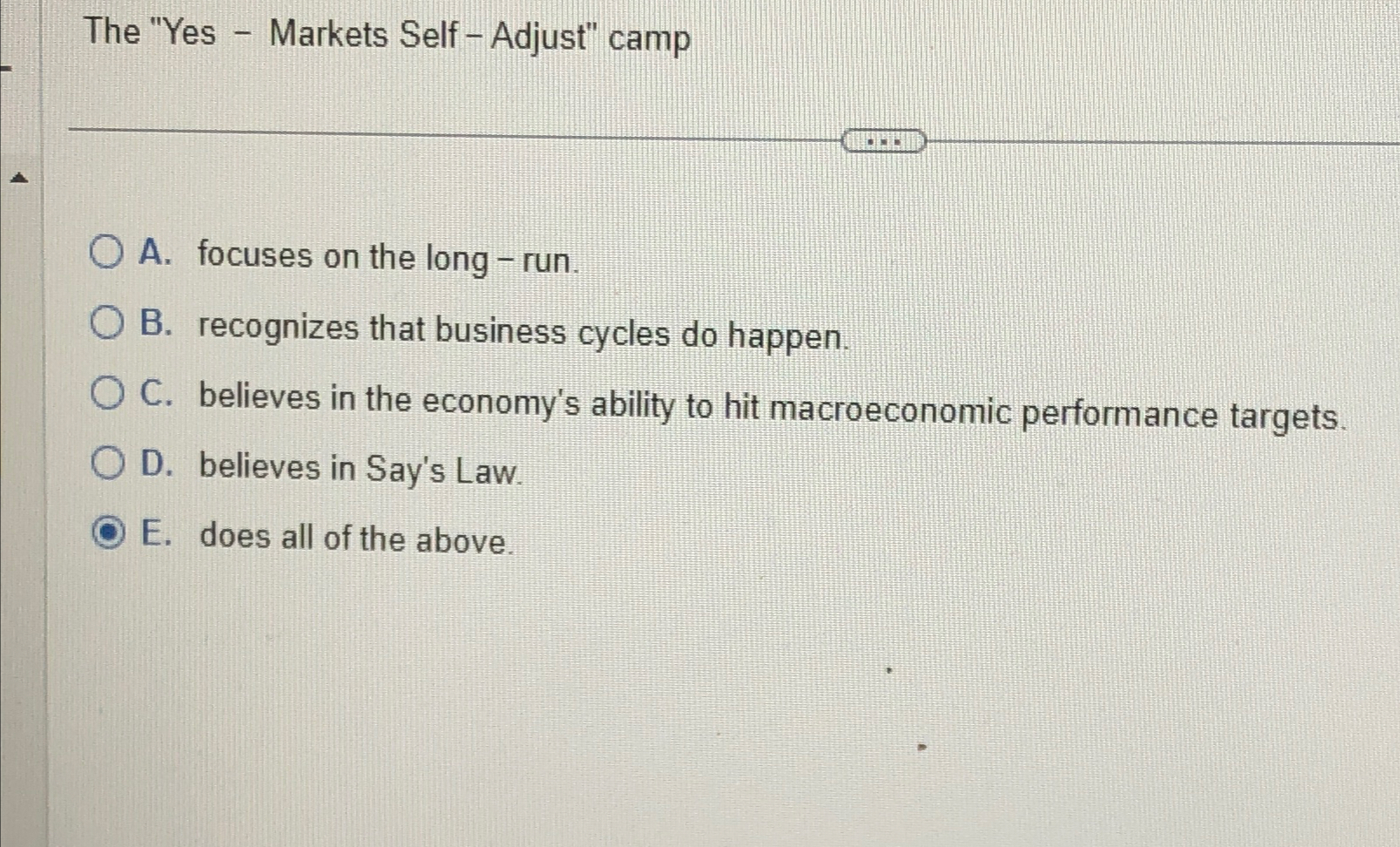 Solved The "Yes - ﻿Markets Self-Adjust" campA. ﻿focuses on | Chegg.com