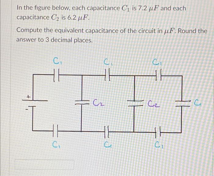 Solved In the figure below, each capacitance C₁ is 7.2 μF | Chegg.com