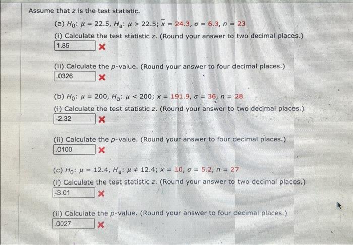 me that z is the test statistic. (a) | Chegg.com