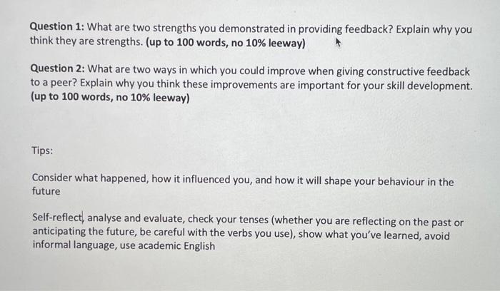Solved Question 1: What are two strengths you demonstrated | Chegg.com