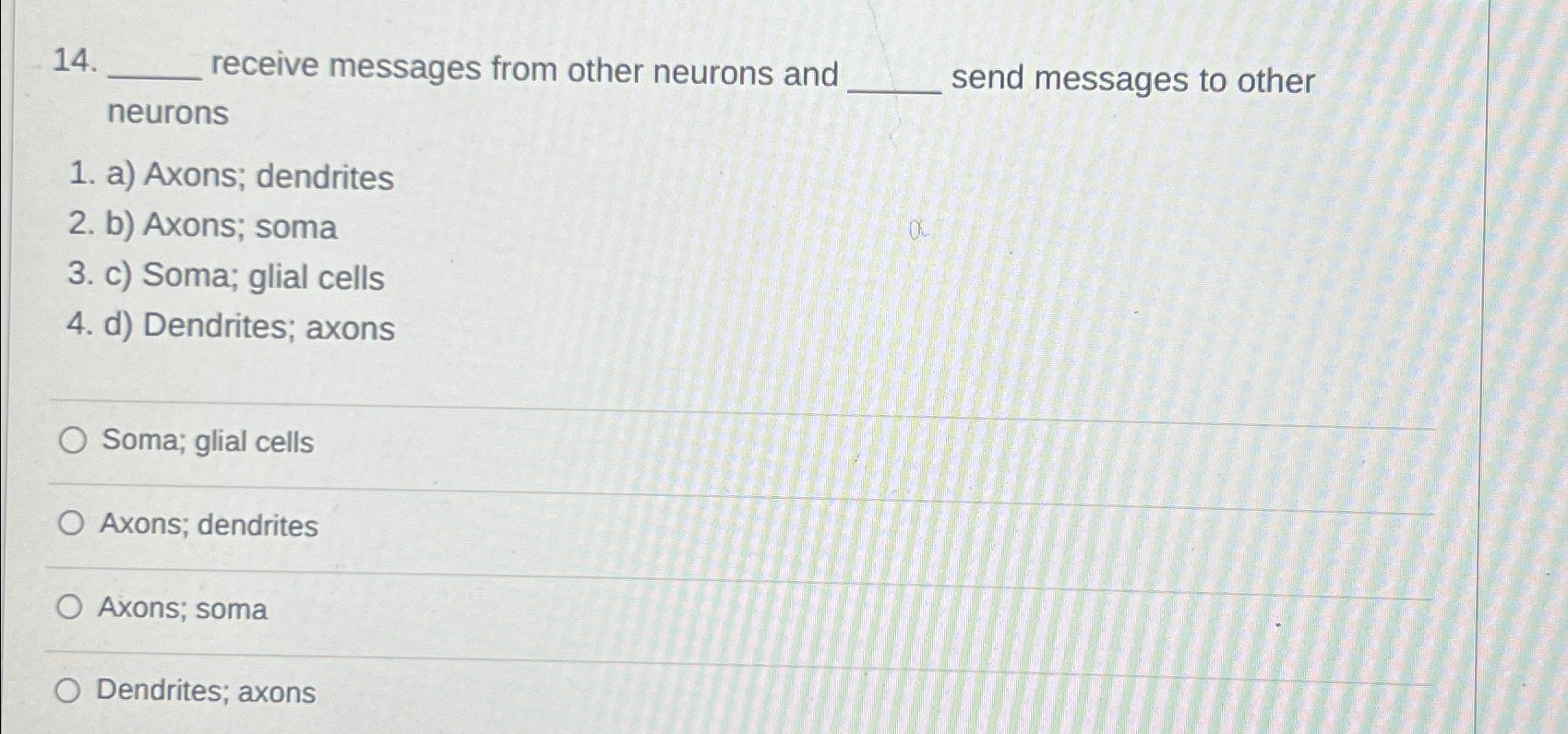 Solved ﻿receive messages from other neurons and ﻿send | Chegg.com