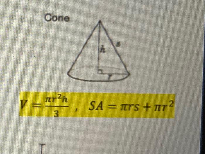 Solved 7. For a solid cone with a radius r, height h, and | Chegg.com