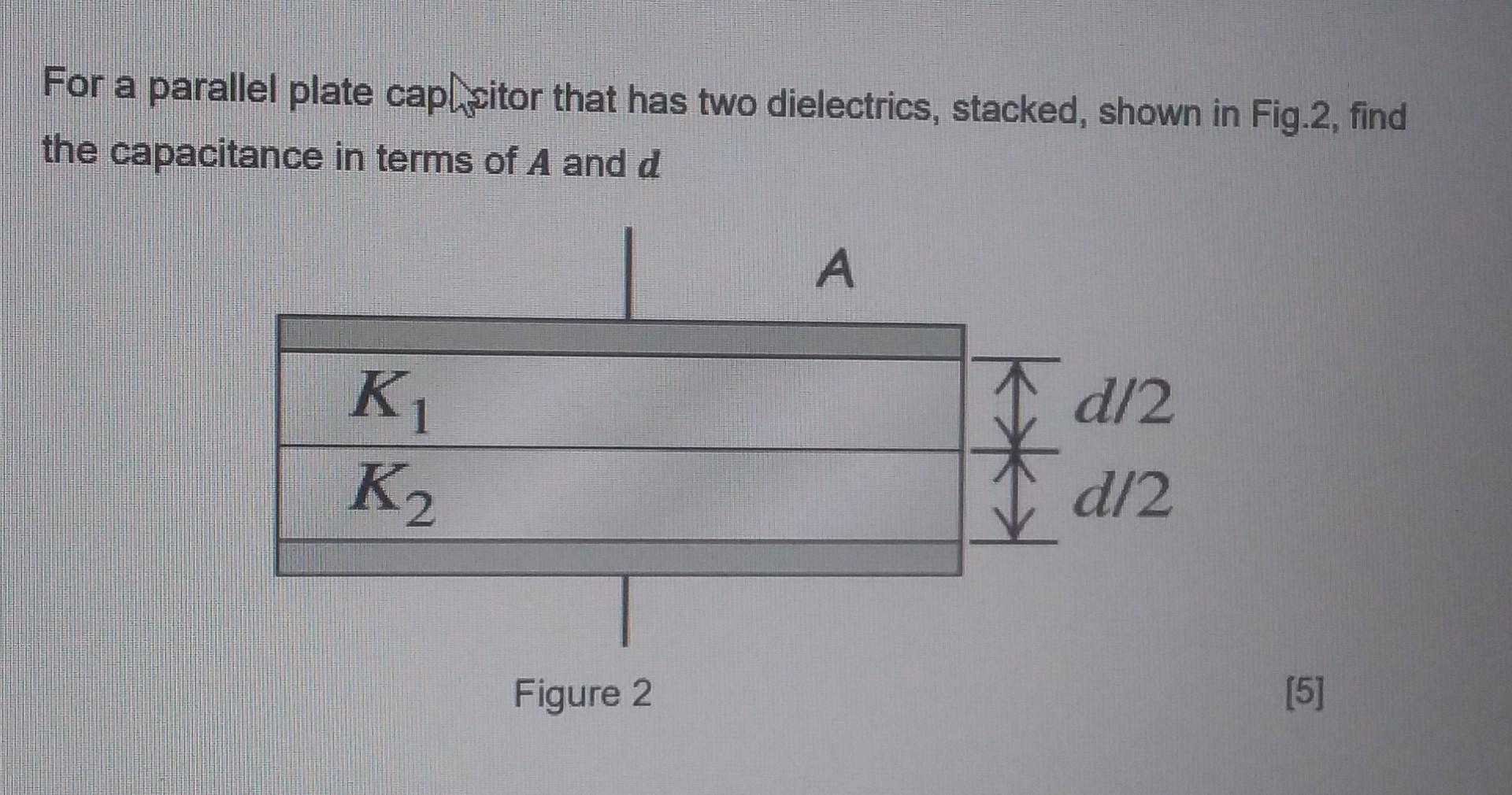 Solved For a parallel plate caphitor that has two | Chegg.com