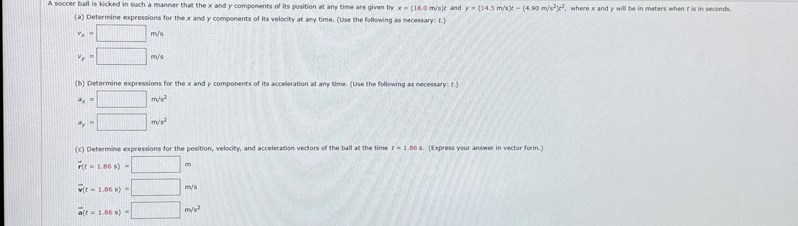 Solved (a) ﻿Determine expressions for the x ﻿and y | Chegg.com