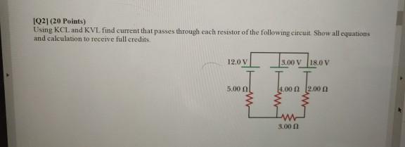 Solved 1921(20 points) Using KCL and KVL find current that | Chegg.com