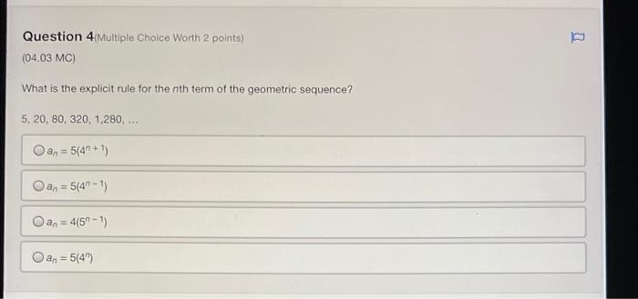 Solved Question 4(Multiple Choice Worth 2 points) (04.03 MC) | Chegg.com