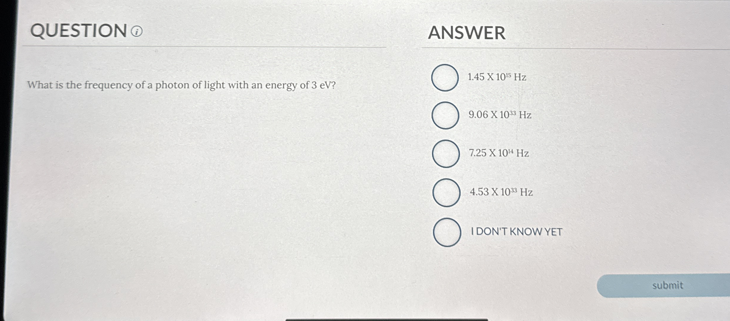 Solved QUESTION (What is the frequency of a photon of light | Chegg.com