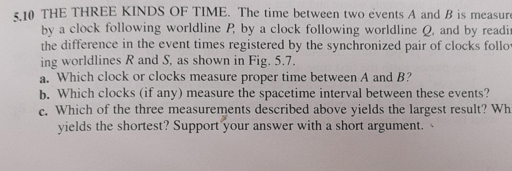 Solved 5.10 THE THREE KINDS OF TIME. The time between two | Chegg.com