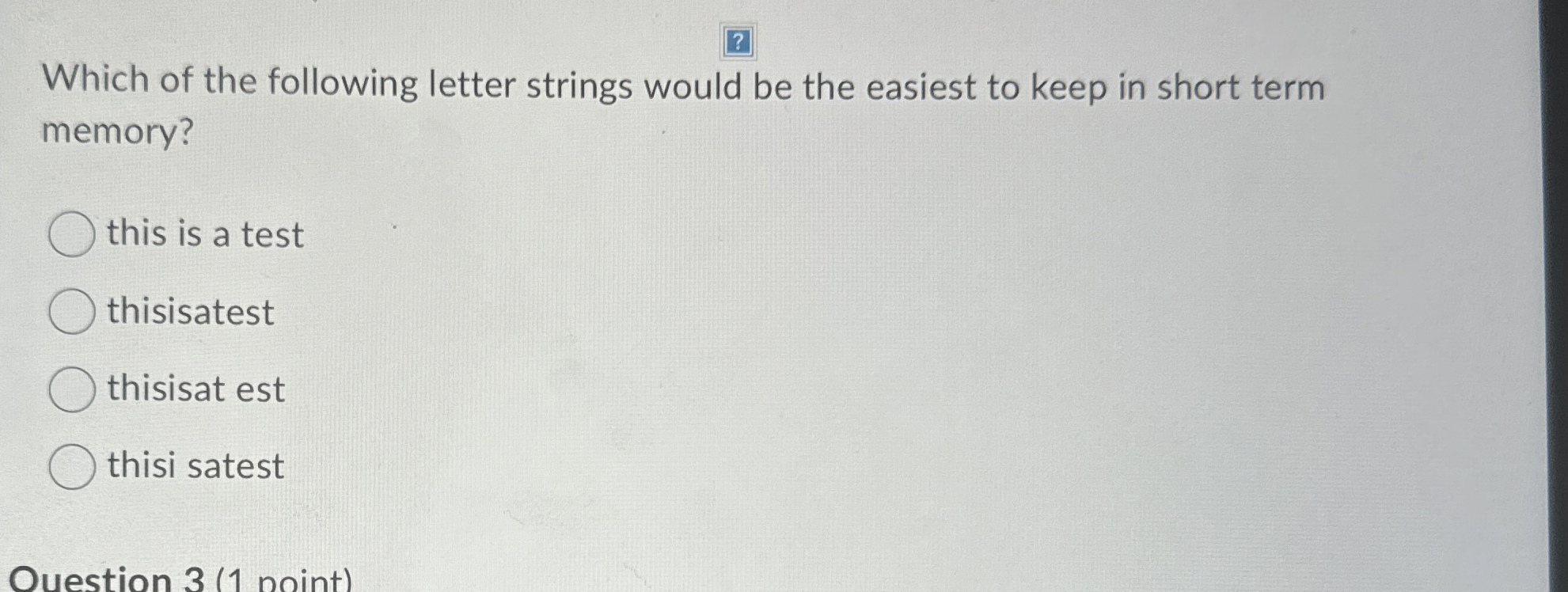 Solved Which of the following letter strings would be the | Chegg.com