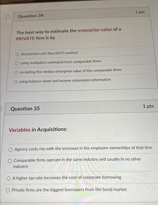 Solved The best way to estimate the enterprise value of a | Chegg.com