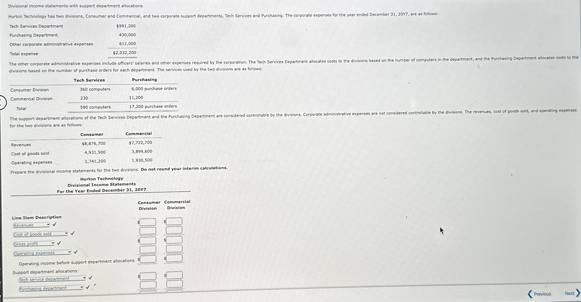 Solved Divisional income statements with support department | Chegg.com