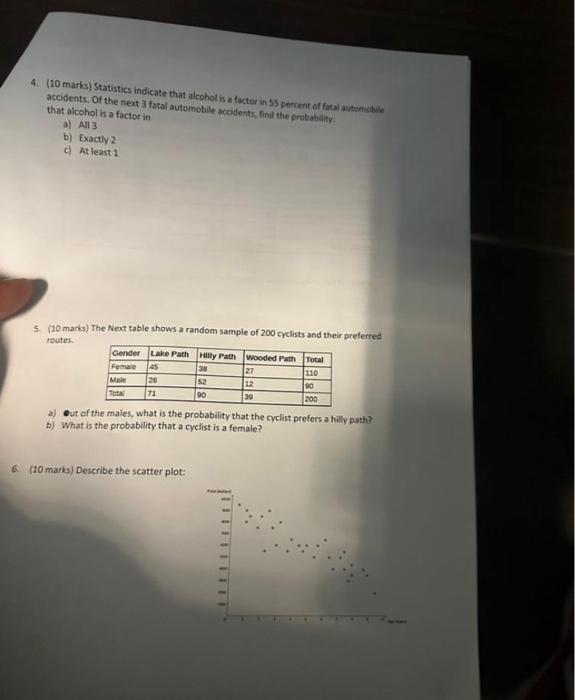 Solved 4. (10 marks) Statistics indicate that alcohol is a | Chegg.com