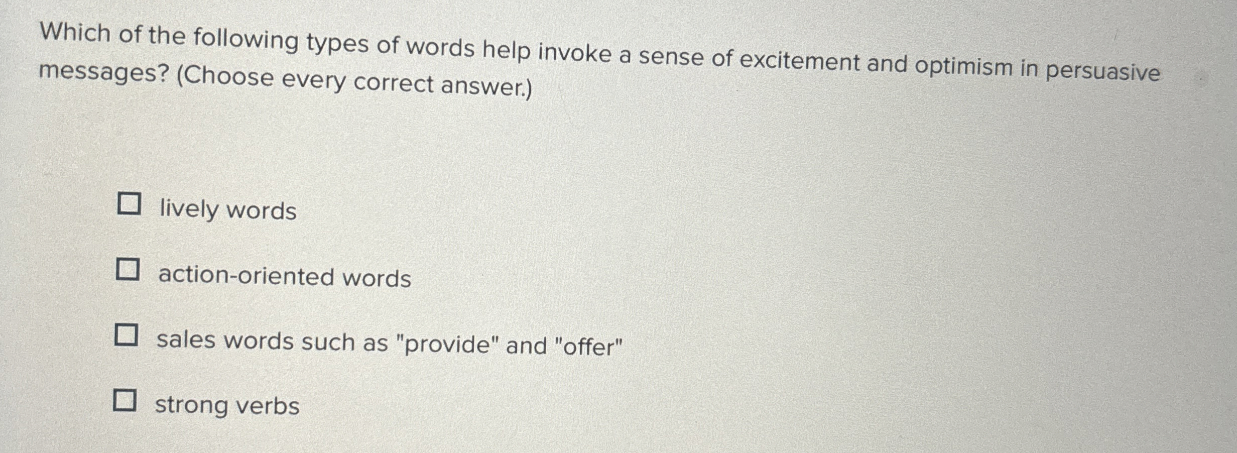 Solved Which of the following types of words help invoke a | Chegg.com