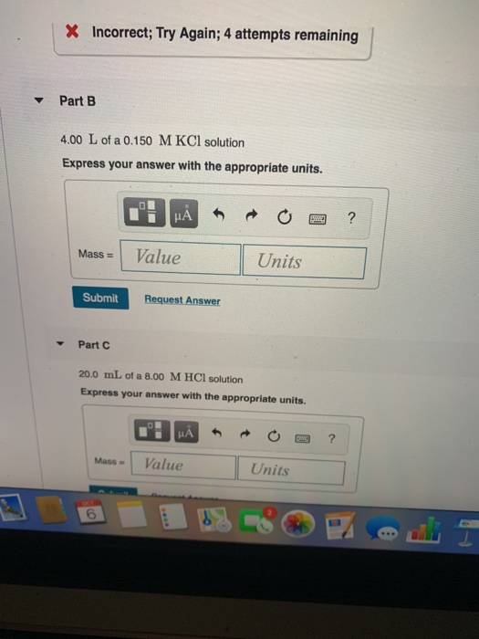Solved X Incorrect Try Again 4 Attempts Remaining Part B