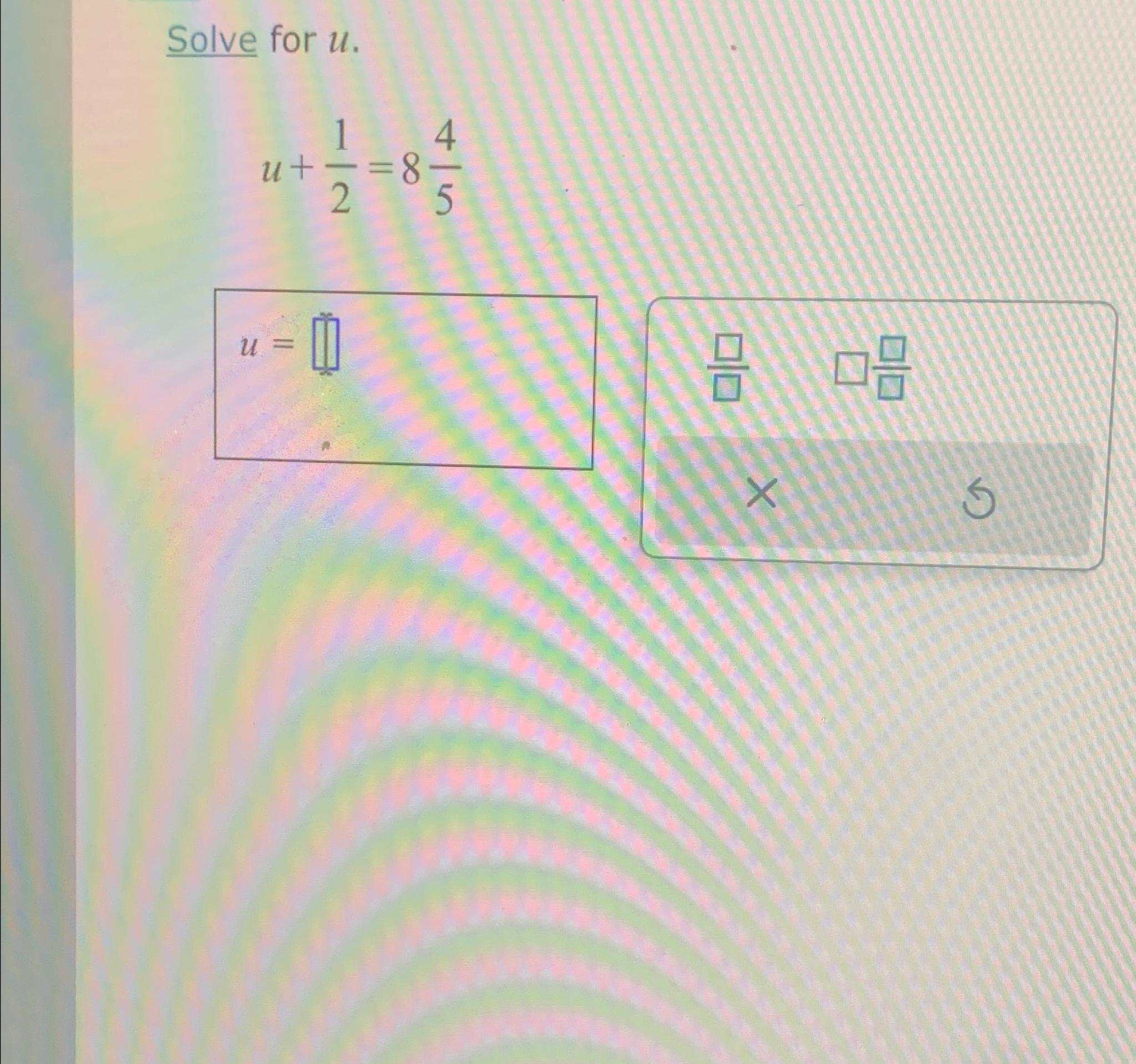 Solved Solve for u.u+12=845 | Chegg.com