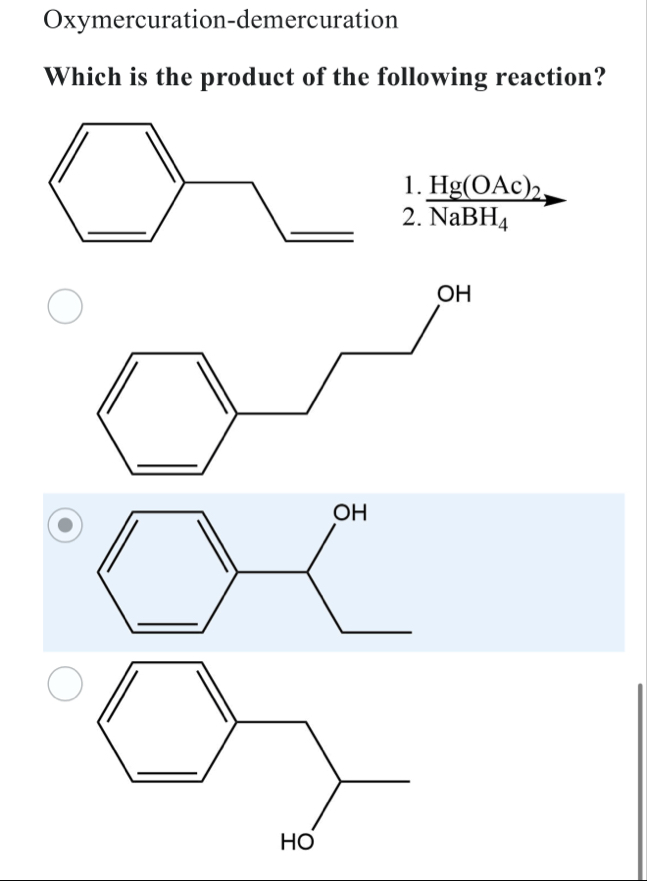 Solved Oxymercuration-demercurationWhich is the product of | Chegg.com