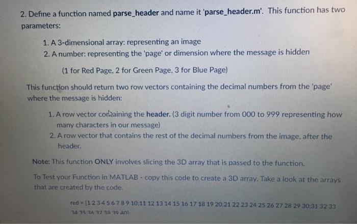 2. Define a function named parse_header and name it | Chegg.com