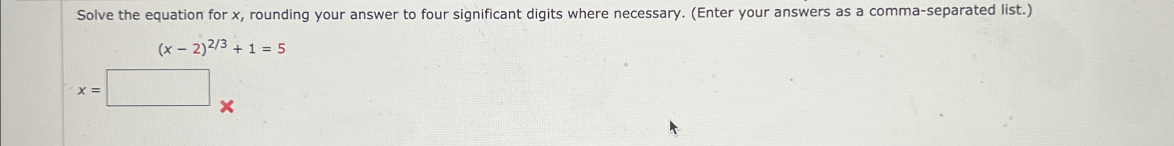 Solved Solve the equation for x, ﻿rounding your answer to | Chegg.com