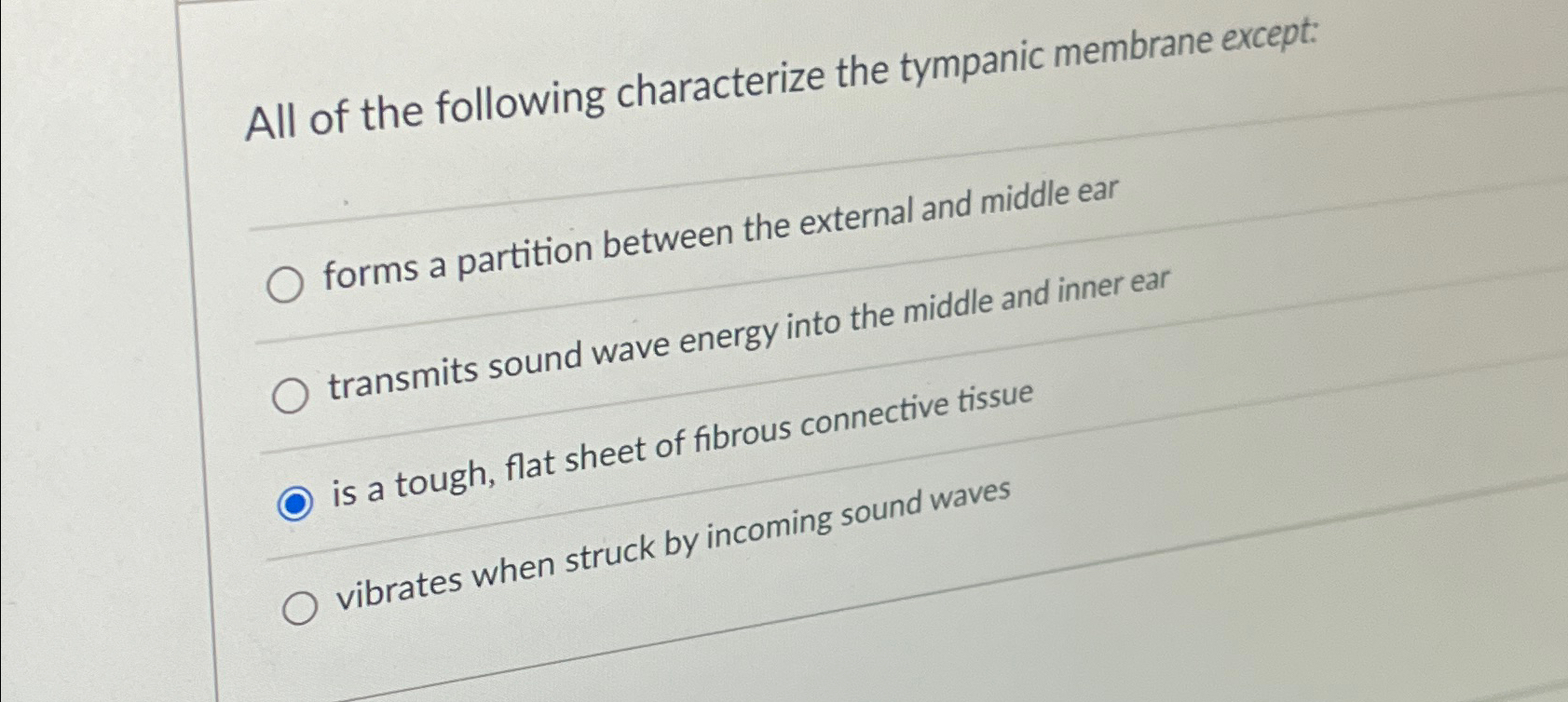 Solved All of the following characterize the tympanic | Chegg.com