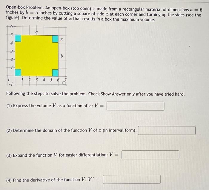 Solved Open-box Problem. An open-box (top open) is made from | Chegg.com