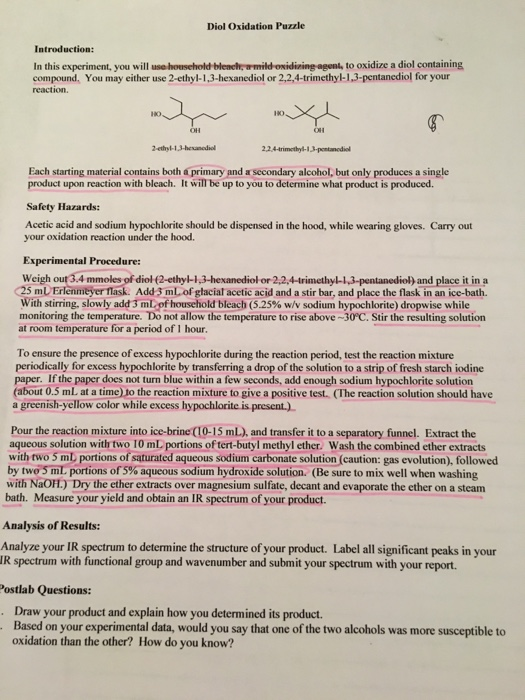 Solved Diol Oxidation Puzzle Introduction: In this | Chegg.com