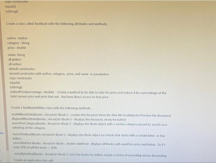 Solved I need help coding multiple classes of code for an | Chegg.com