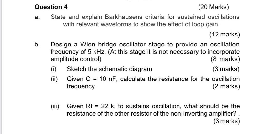 Solved Question 4 (20 Marks) a. State and explain | Chegg.com