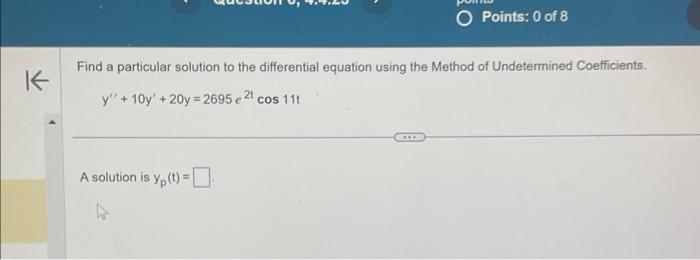 Solved Find a particular solution to the differential | Chegg.com