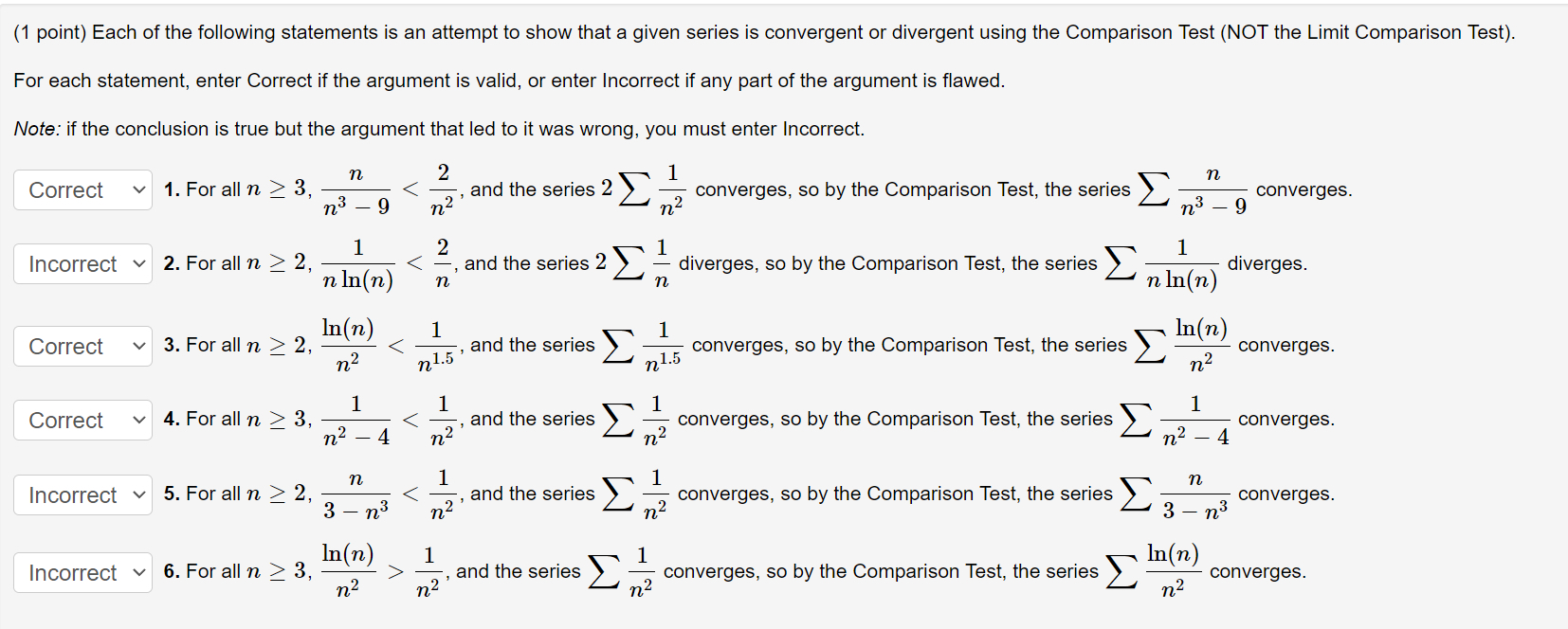 Solved (1 ﻿point) ﻿Each of the following statements is an | Chegg.com