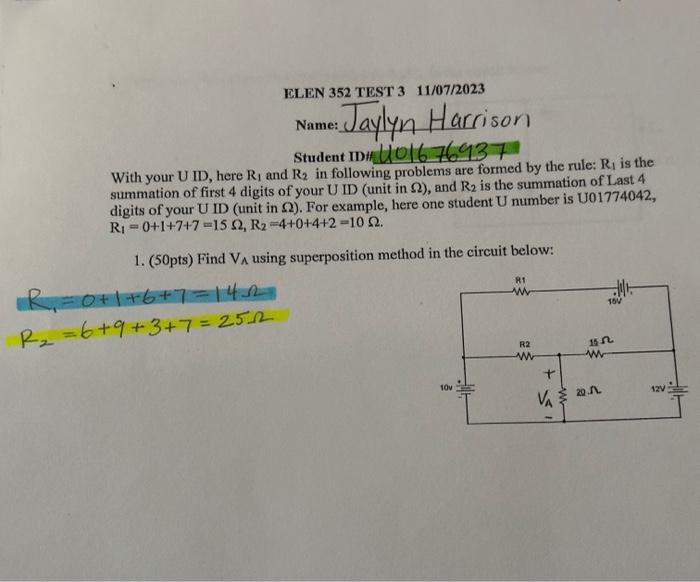 Solved With your U ID, here R1 and R2 in following problems | Chegg.com