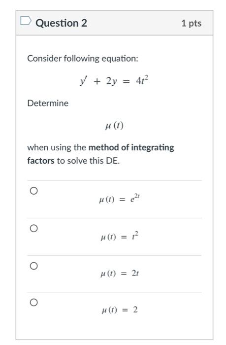 Solved D Question 1 1 pts Consider following equation: | Chegg.com