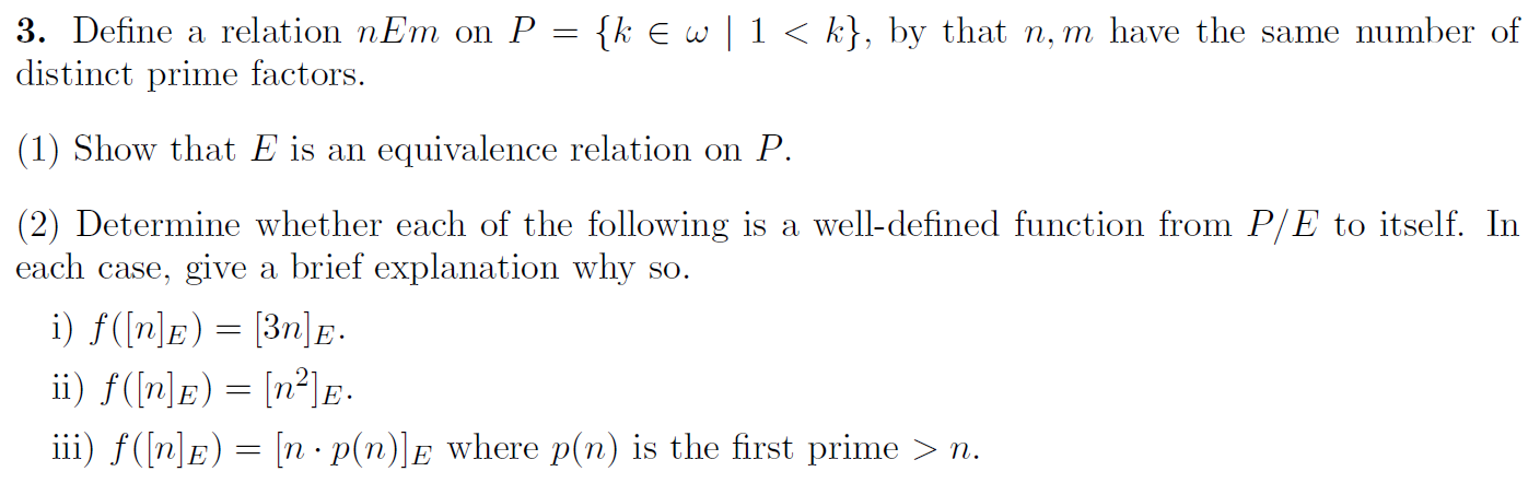 Solved Define a relation nEm on | Chegg.com