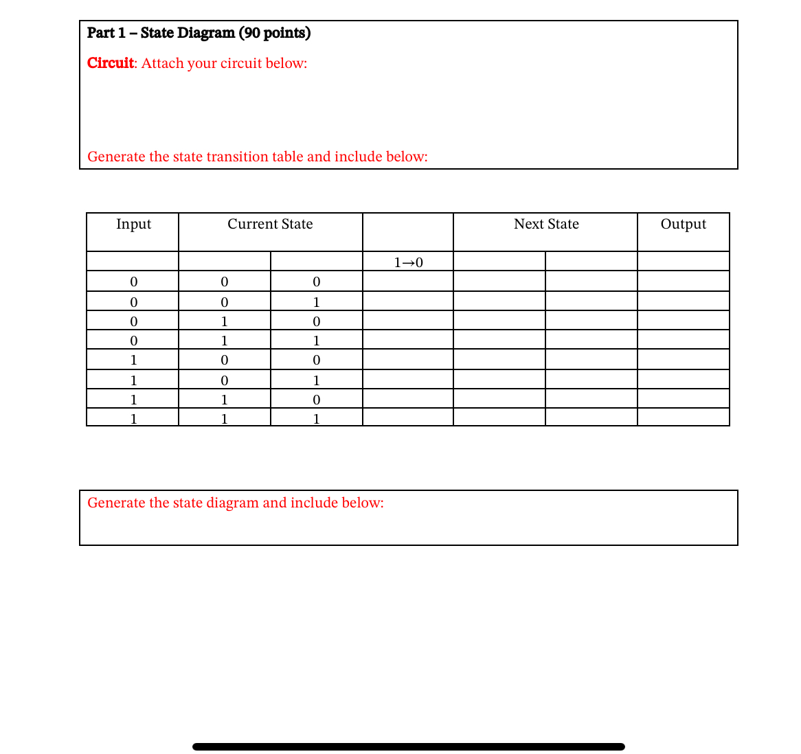 Solved Part 1 - ﻿State Diagram (90 ﻿points)Circuit: Attach | Chegg.com