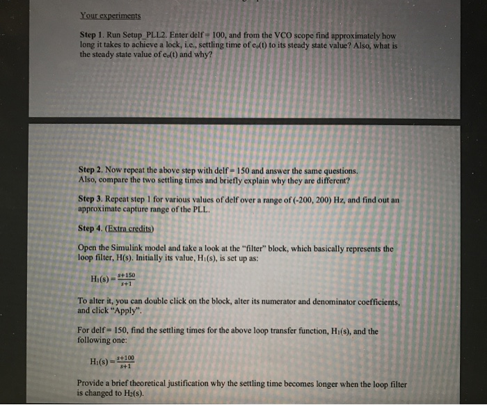 A Matlab-Simulink based PLL Experiment 4. This | Chegg.com