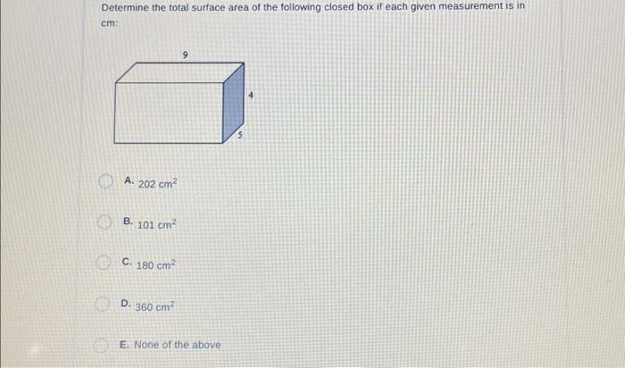 Solved Determine the total surface area of the following | Chegg.com