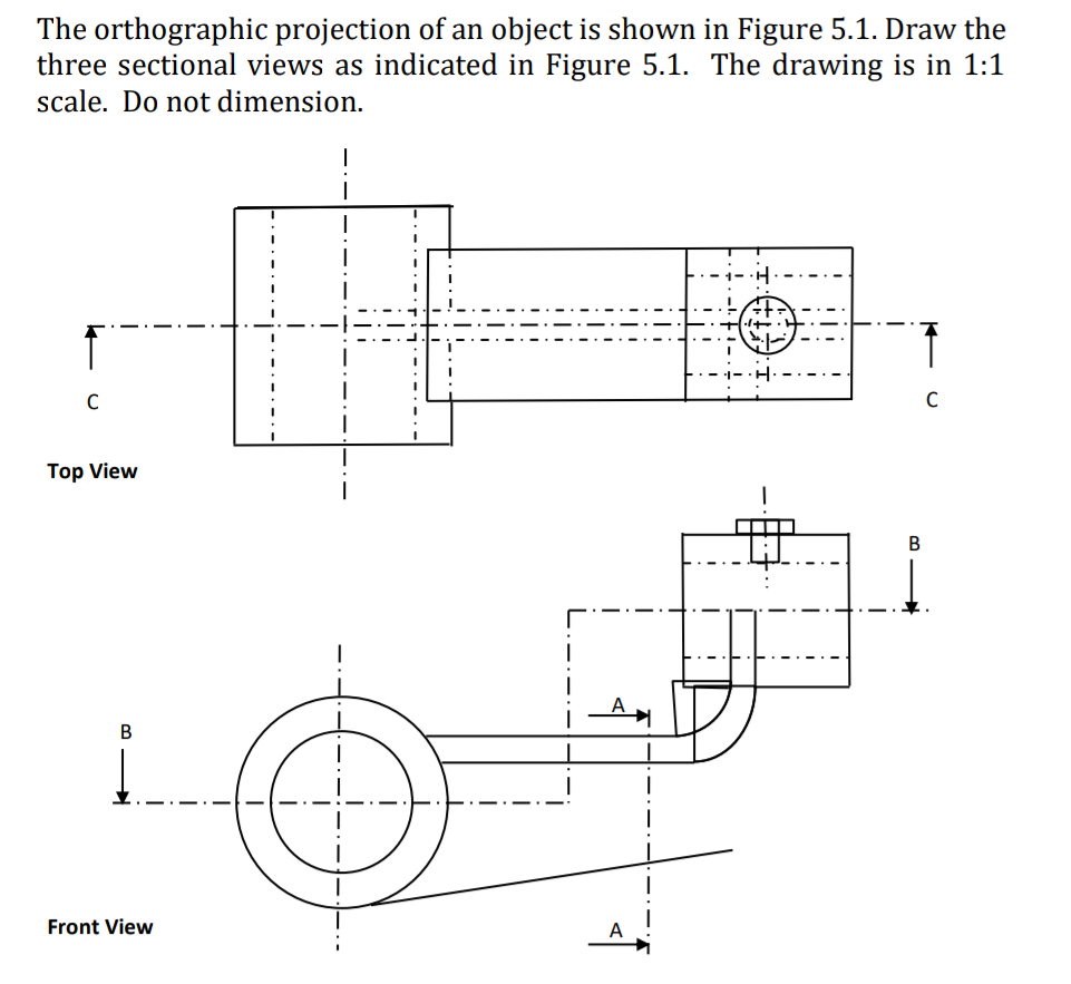 The orthographic projection of an object is shown in | Chegg.com