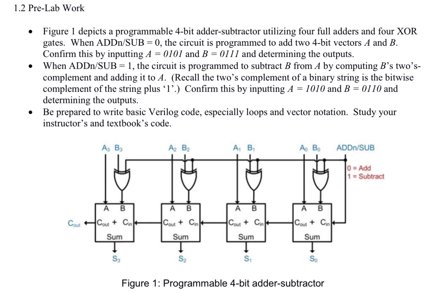 1.2 ﻿Pre-Lab WorkFigure 1 ﻿depicts a programmable | Chegg.com