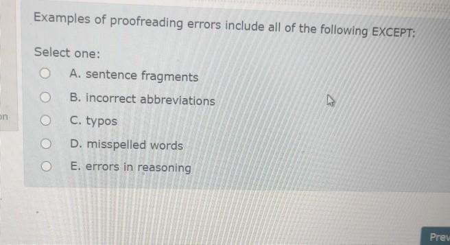 Solved Examples of proofreading errors include all of the | Chegg.com