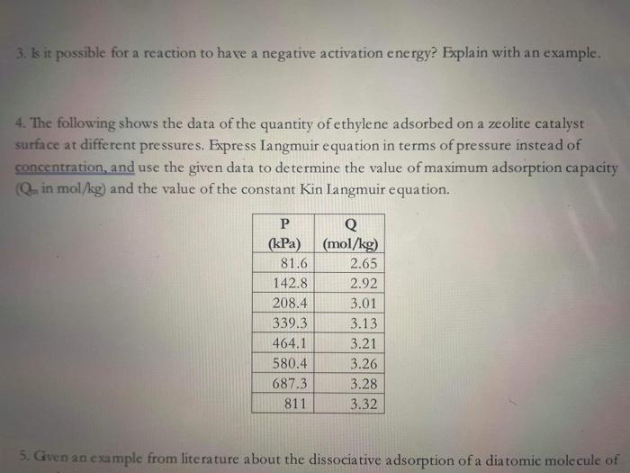 Solved 3. Is it possible for a reaction to have a negative | Chegg.com